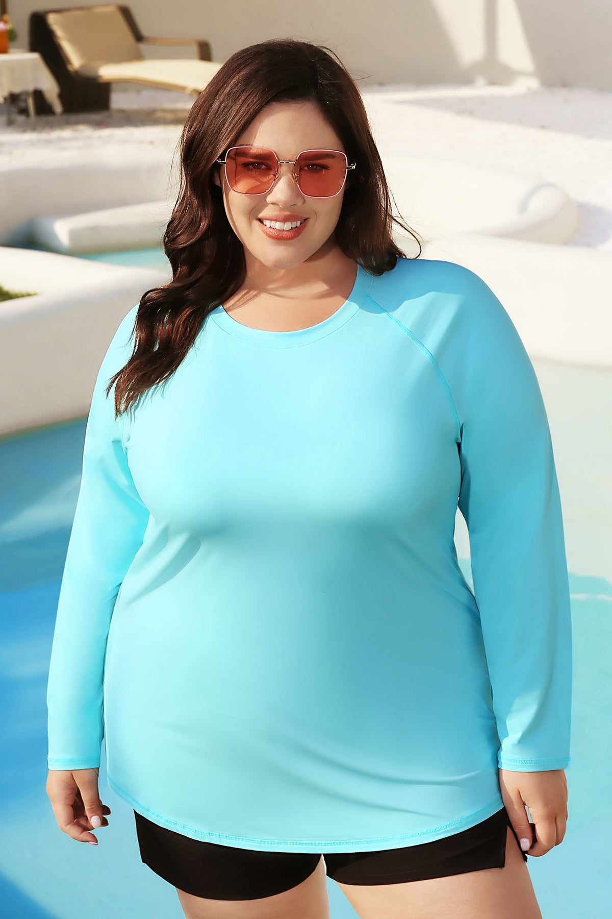 Solid Crewneck Long Sleeve Top Rashguard – RITERA