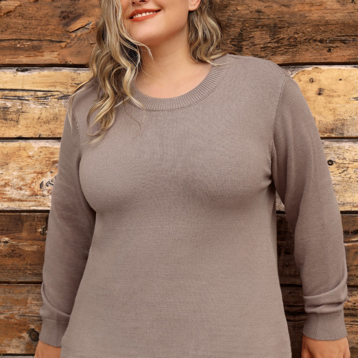 Ritera Plus Size Women Essential Split Hem Skinny Long Sleeve Sweater ...